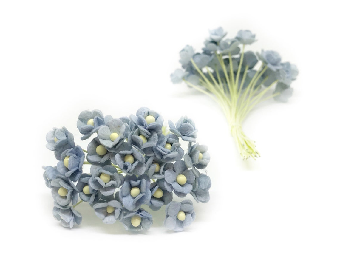 1cm Blue Paper Flowers Mulberry Paper Flowers Miniature | Etsy