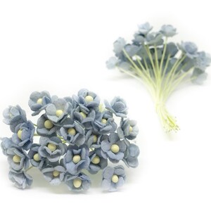 1cm Blue Paper Flowers, Mulberry Paper Flowers, Miniature Flowers for ...