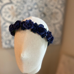 Navy Blue Flower Crown, Flower Girl Flower Crown, Bridal Flower Crown ...