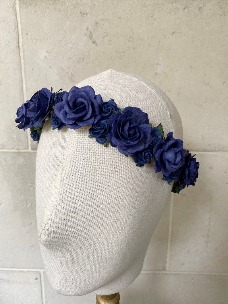 Navy Blue Flower Crown Flower Girl Flower Crown Bridal - Etsy
