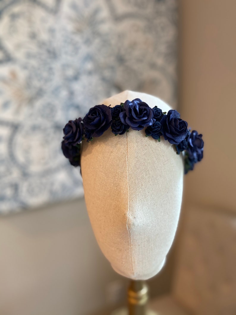 Navy Blue Flower Crown Flower Girl Flower Crown Bridal - Etsy