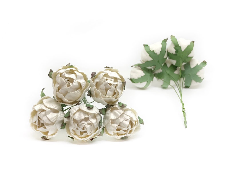 White Paper Flowers White Paper Peonies Artificial Flowers | Etsy