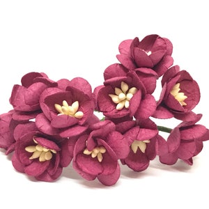1" Maroon Mulberry Paper Flowers, Cherry Blossom Paper Flowers ...
