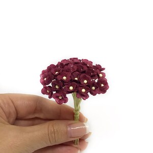Maroon Paper Flowers, Mulberry Paper Flowers, Miniature Flowers for ...