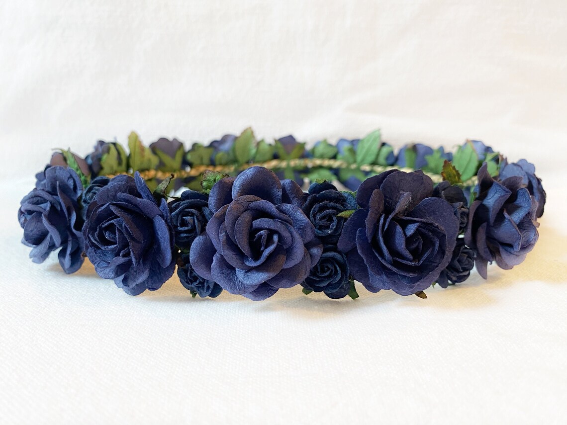 Navy Blue Flower Crown Flower Girl Flower Crown Bridal | Etsy