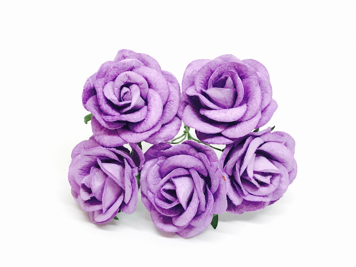 Purple Paper Flowers Mulberry Paper Flowers Paper Rose | Etsy