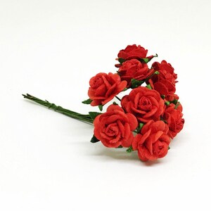 1/2 Red Paper Flowers, Red Paper Roses, Miniature Flowers, Mulberry ...