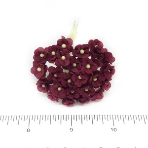 Maroon Paper Flowers, Mulberry Paper Flowers, Miniature Flowers for ...