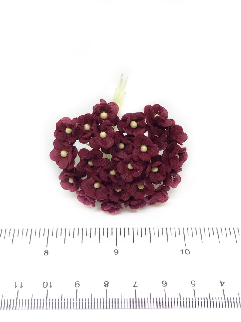 Maroon Paper Flowers Mulberry Paper Flowers Miniature | Etsy