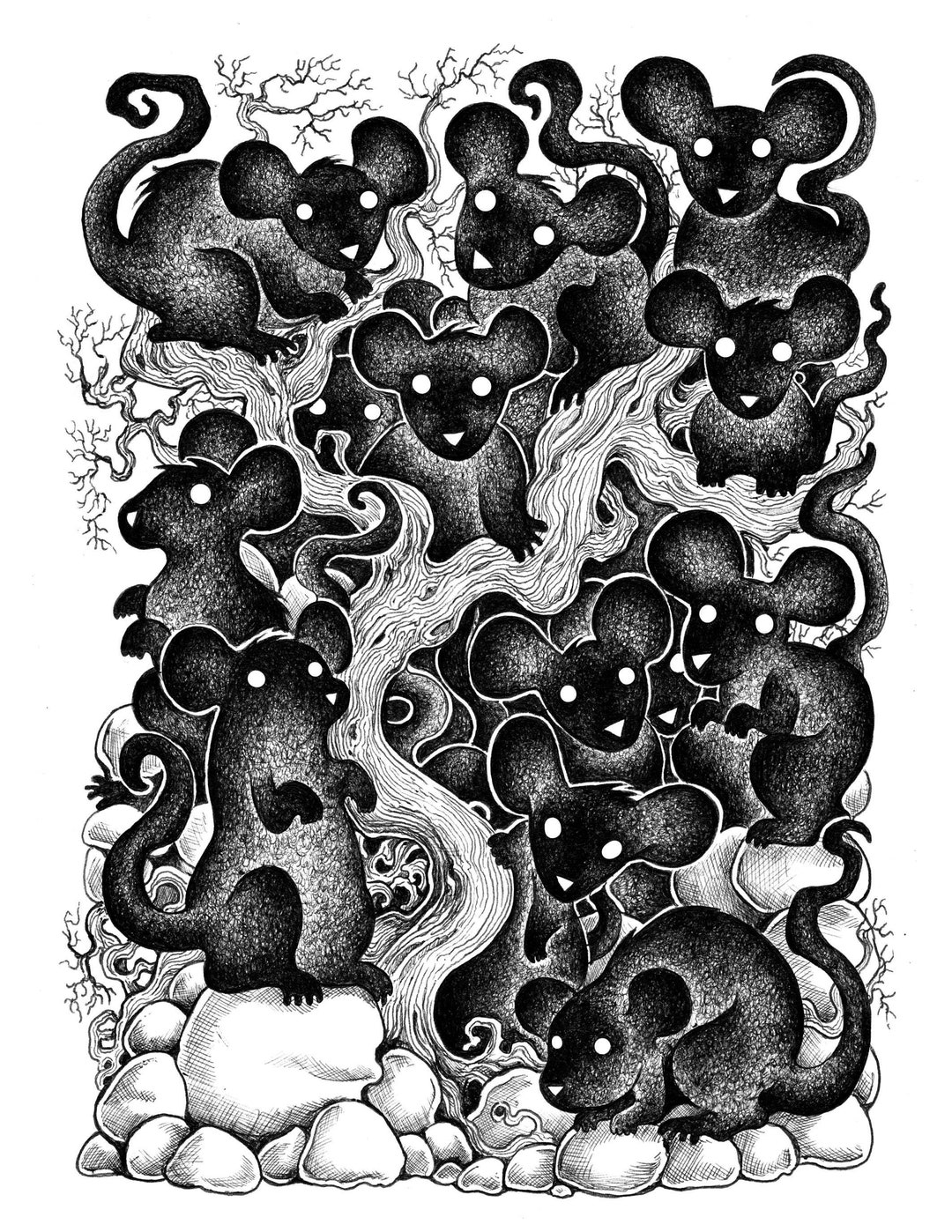 Original Drawing - Mice Critters - Etsy