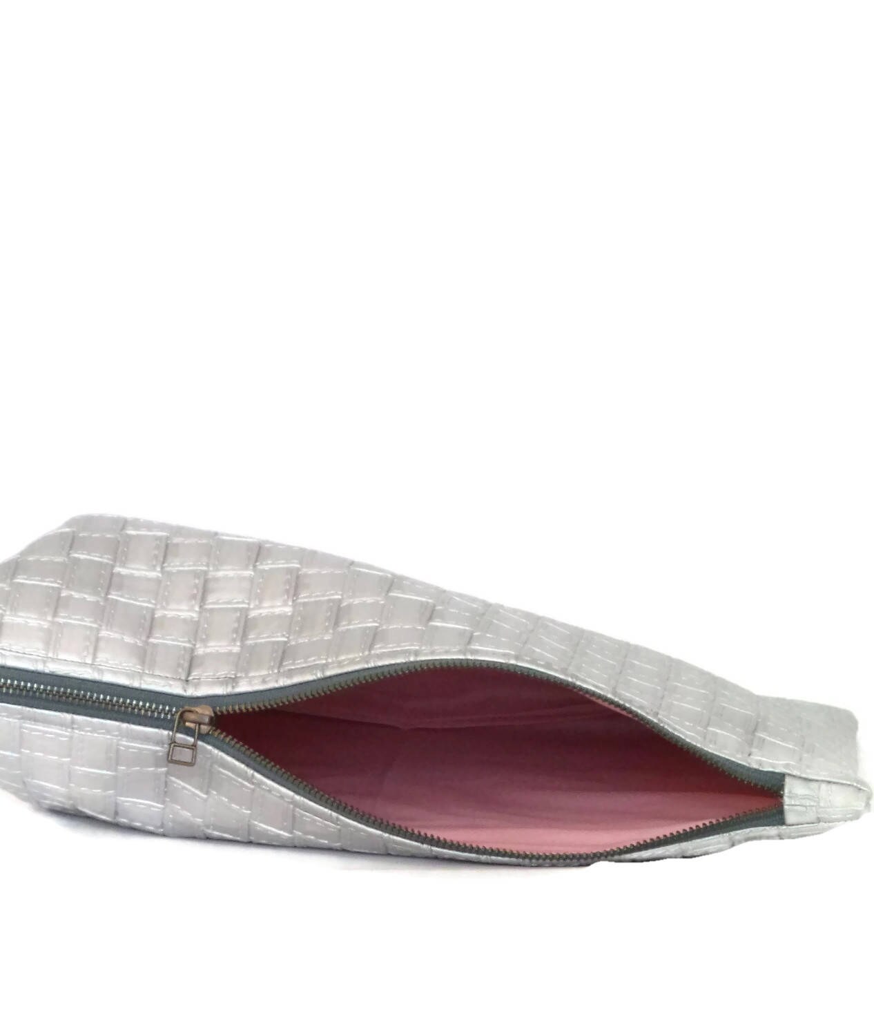 Clutch Bag - Large Oversize Fold Over Leather Clutch Bag - Sliver ...