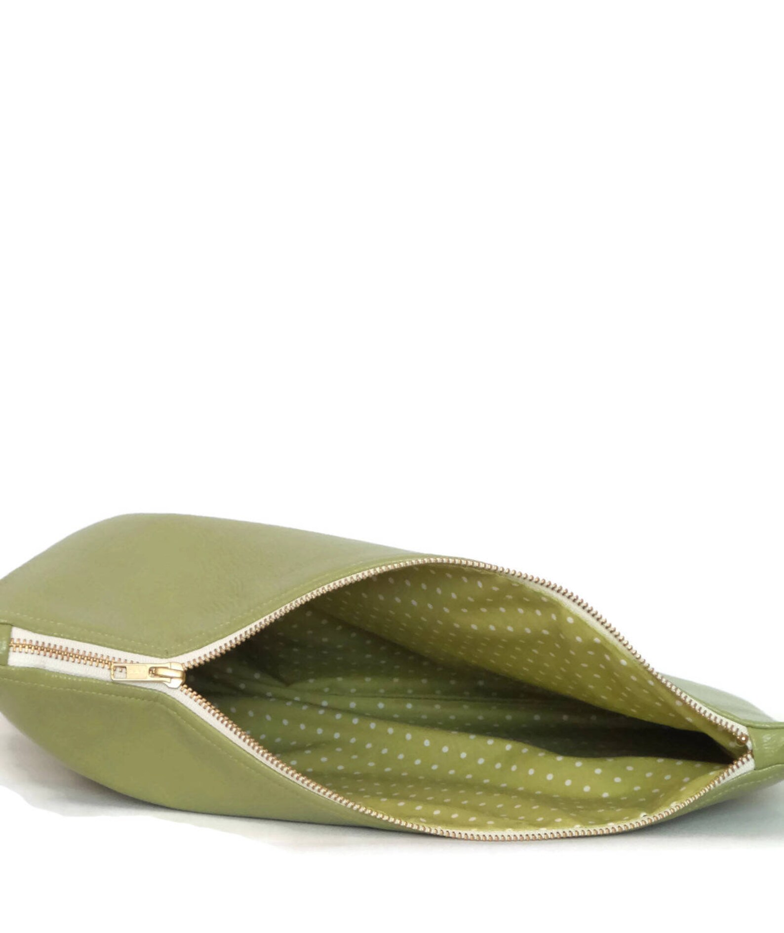 Clutch Bag - Large Oversize Fold Over Leather Clutch Bag - Green Faux ...