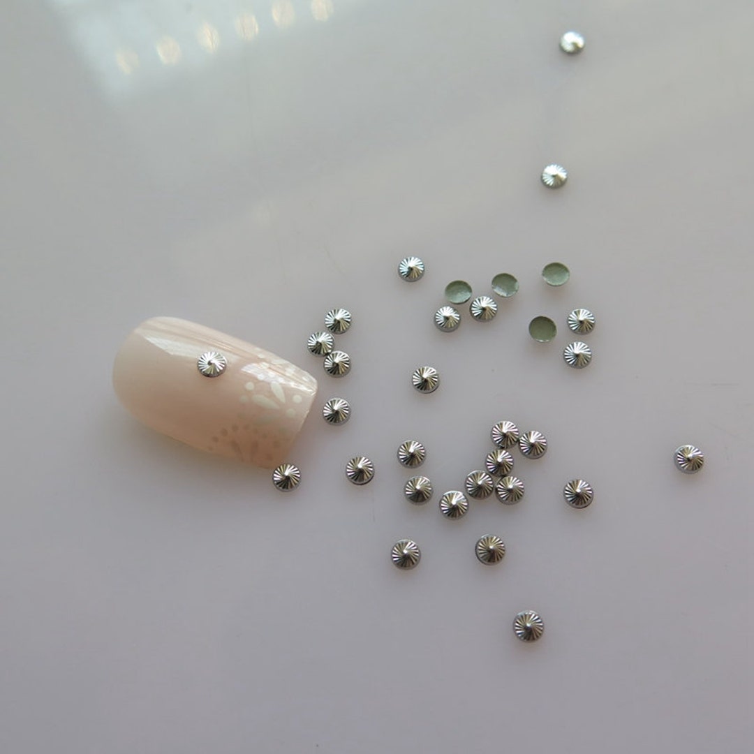 NS-08 30pcs Fancy 3MM Silver Round Metal Stud Nail Art Decoration ...