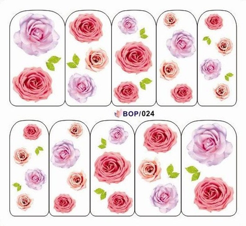 Bop 024 Nail Art Water Decal Nail Art Water Transfer Sticker Etsy