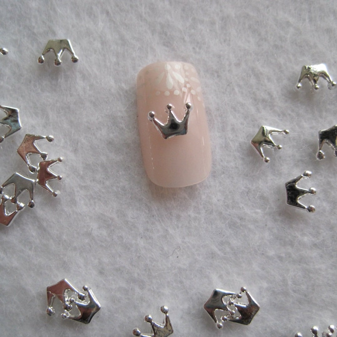 MD-660 5pcs Small Silver Crown Fancy Metal Charms Metal Deco Nail Art ...