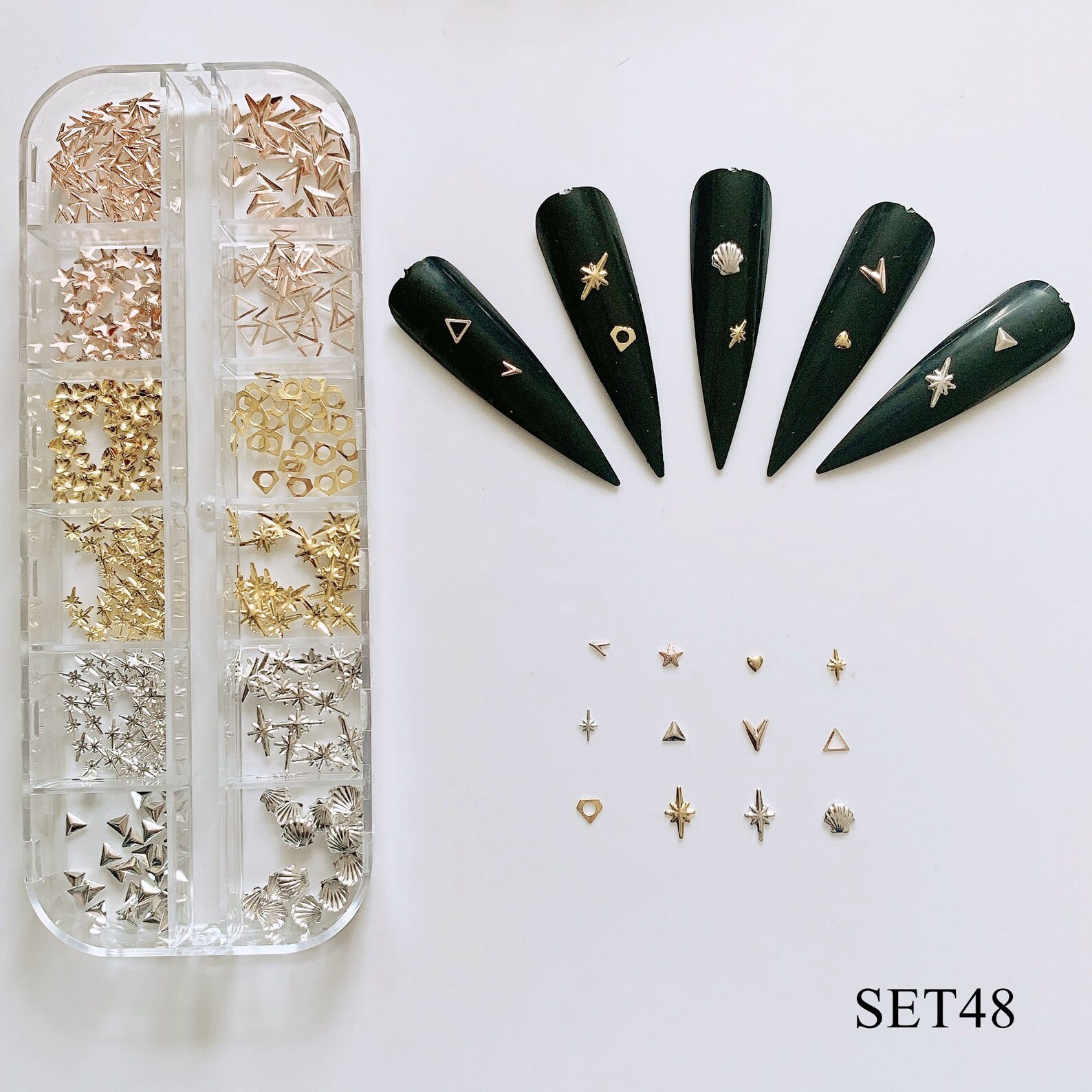 1 Set Metal Stud 12 Different Designs in One Set Sea Series Shell and ...