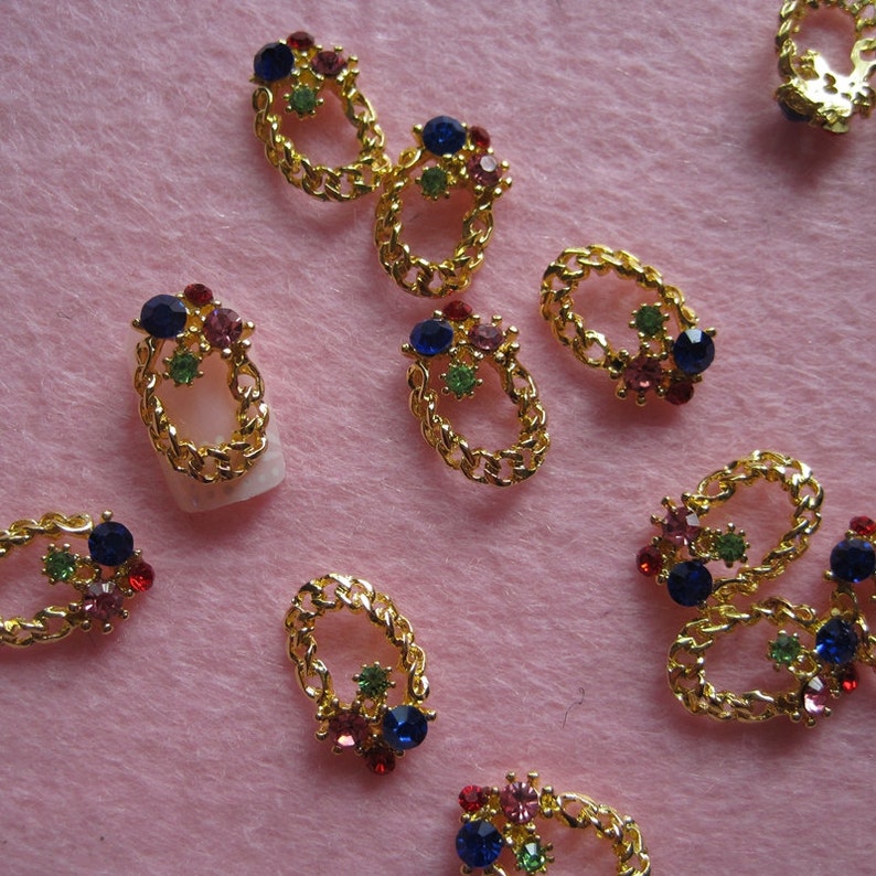 MD-625 5pcs Fancy Metal Charms Rhinestone Charms Nail Art Decoration ...