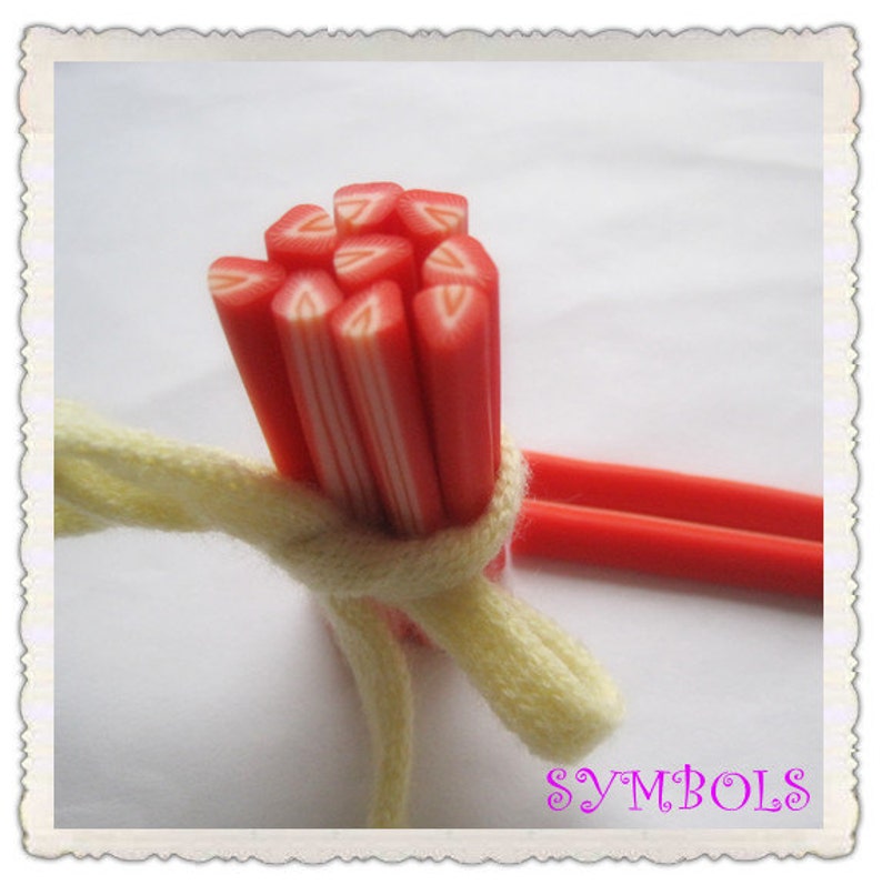 A-12 5PCS Strawberry Polymer Clay Cane Stick DIY Accessory - Etsy