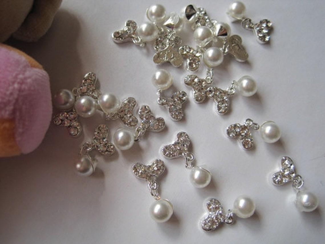MD-52 5pcs Fancy Metal Charms Crystal Drop Heart Charms Nail Art ...