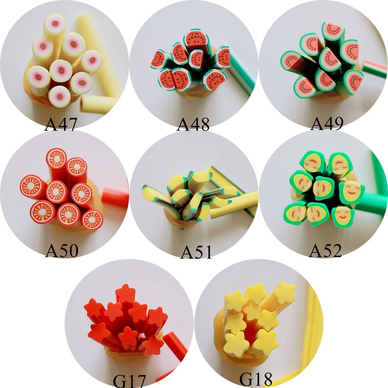 5PCS New Fruit Series Shape Polymer Clay Cane Stick DIY Accessory ...