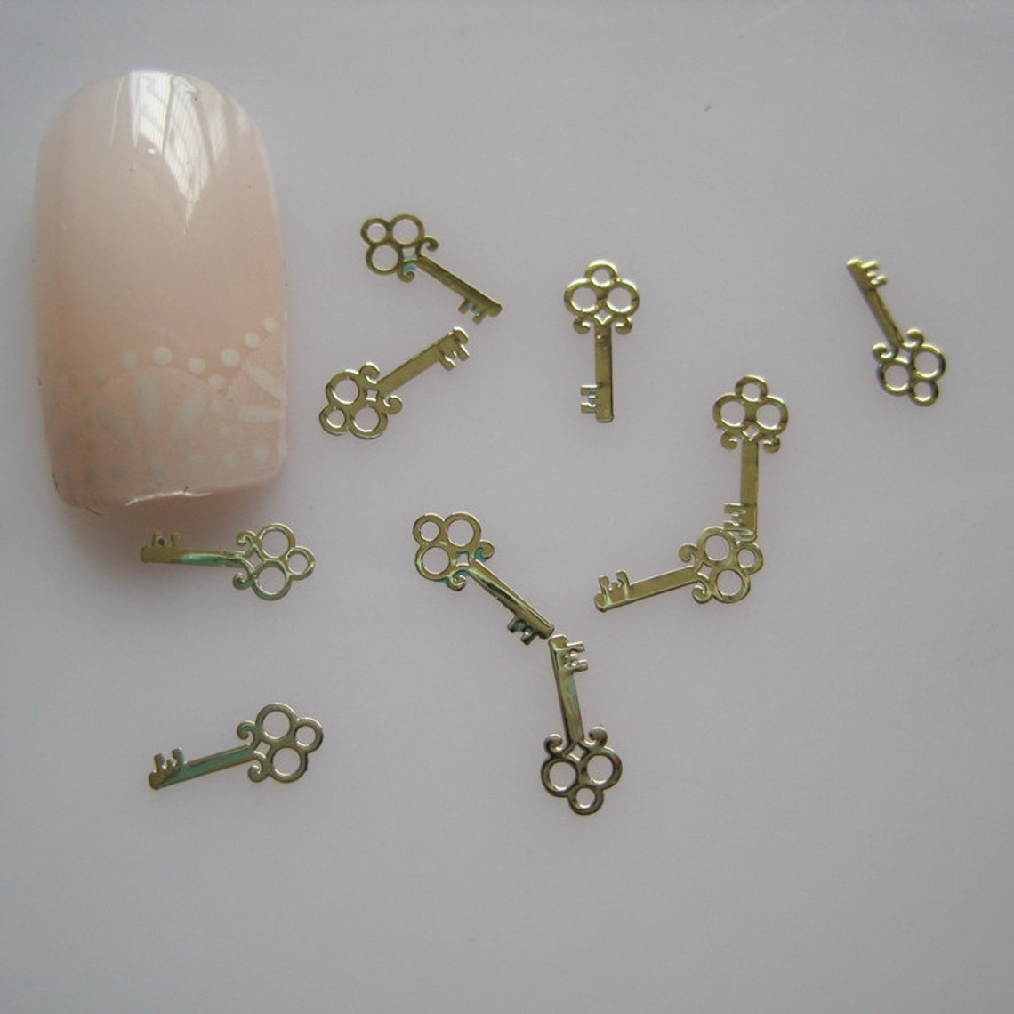 No.13 MS241-2 100pcs Nail Art Gold Key Deco Metal Sticker Nail | Etsy