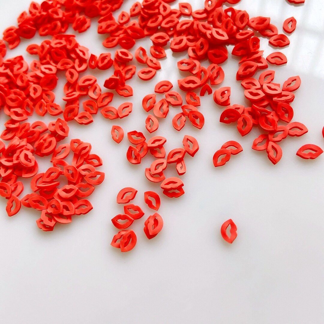 20g/bag Polymer Clay Slices 1.0mm-thick Deco Pieces Valentine's Day Lip ...