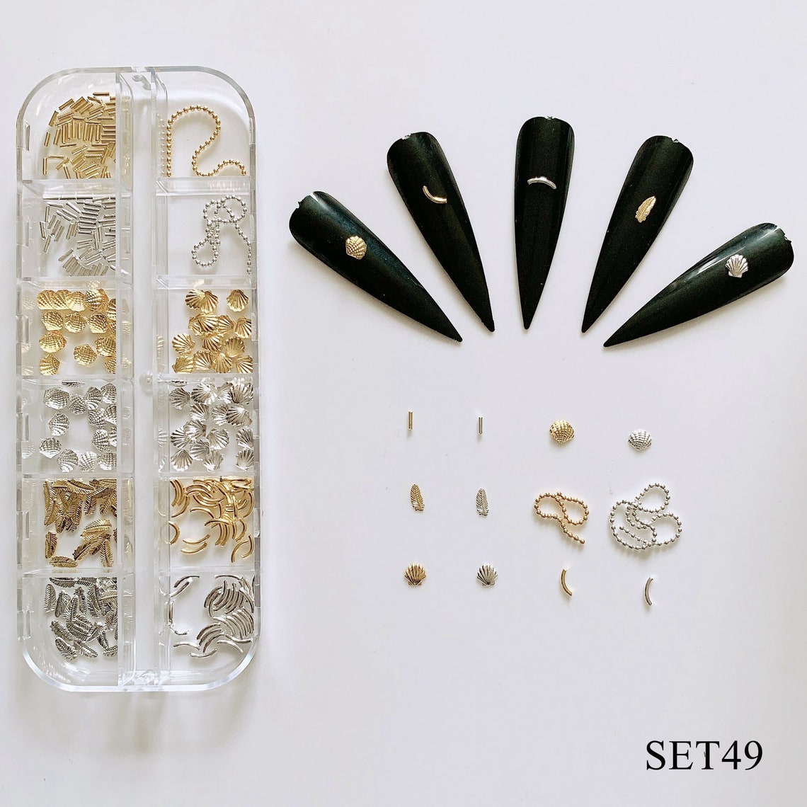1 Set Metal Stud 12 Different Designs in One Set Sea Series Shell and ...