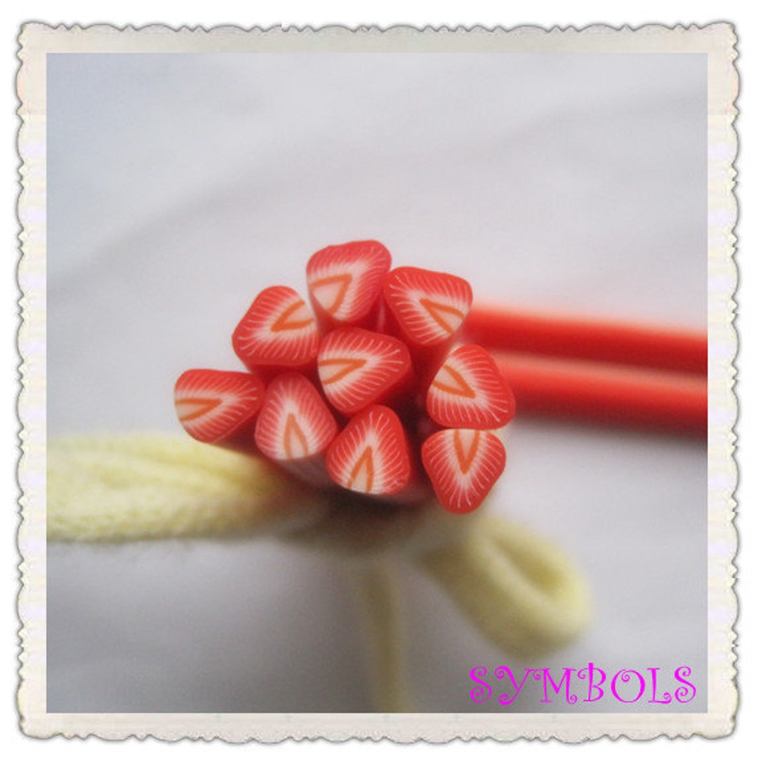 A-12 5PCS Strawberry Polymer Clay Cane Stick DIY Accessory - Etsy