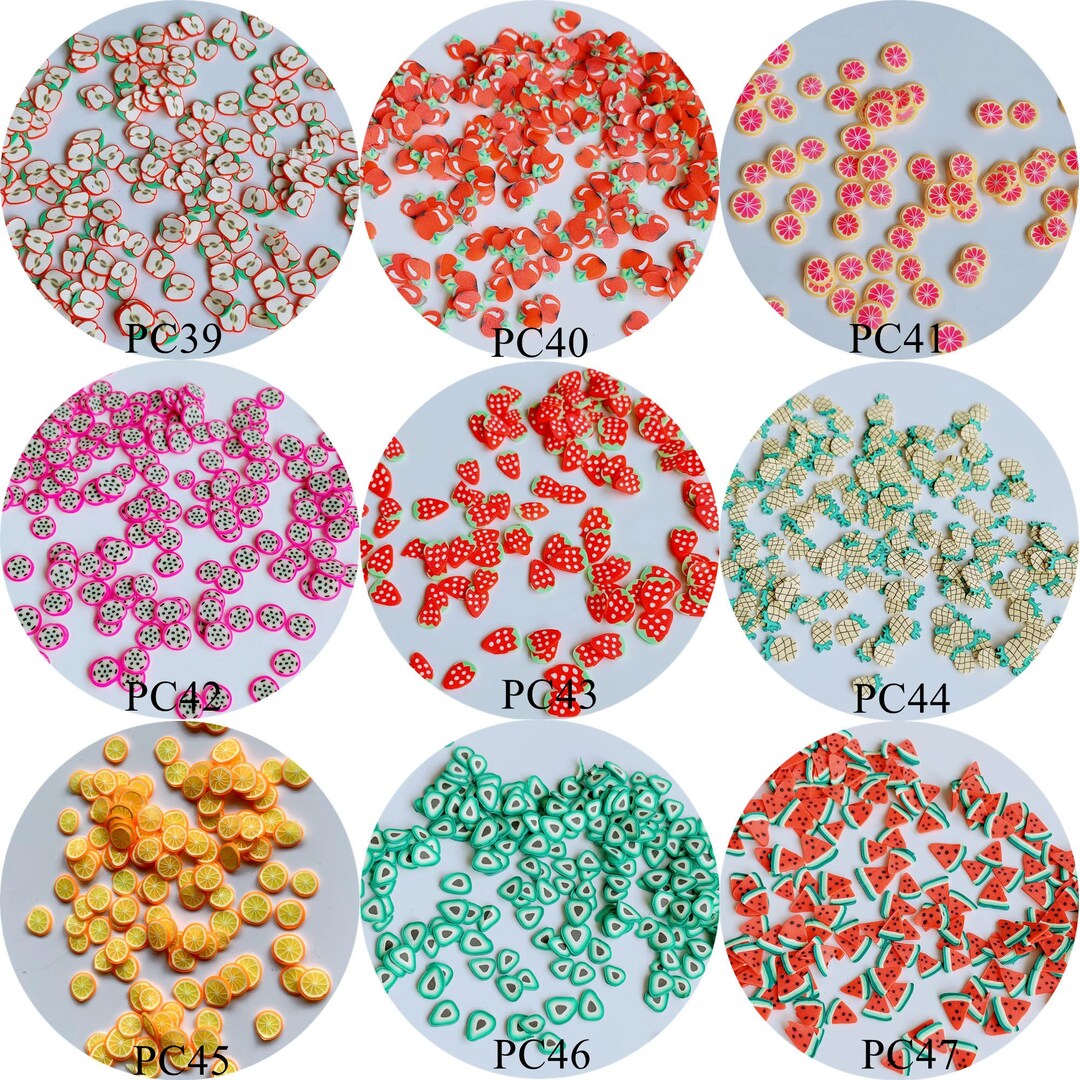 20g/bag Polymer Clay Slices 3D 5mm Polymer Clay Sticker Fruit Series ...