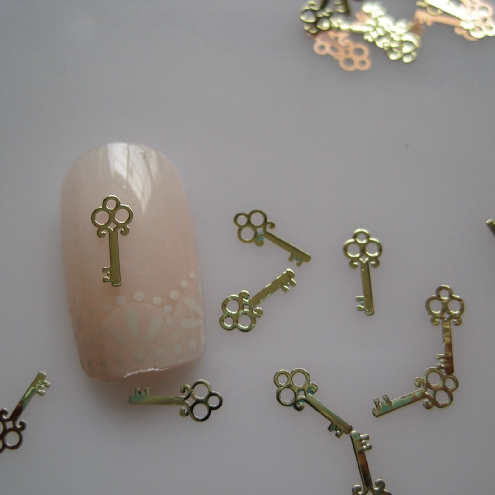 No.13 MS241-2 100pcs Nail Art Gold Key Deco Metal Sticker Nail | Etsy