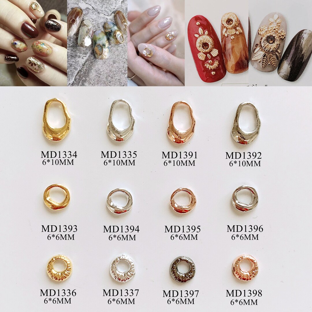 5pcs Nail Art Metal 3D Charms Circle Geometric Design 4-colors Nail Art ...