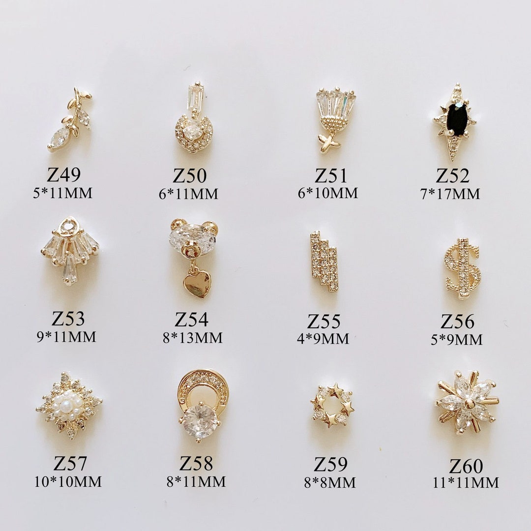 1PC Luxury Gold Zircon Stone Different Shapes Metal Charms Metal Deco ...