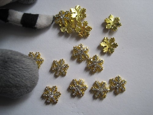 MD-152 5pcs Fancy Metal Charms Crystal Rhinestone Gold Snowflake Charms ...