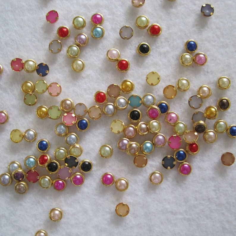 100pcs Cute 4mm Mix Color Pearl With Gold Outside Decoration | Etsy