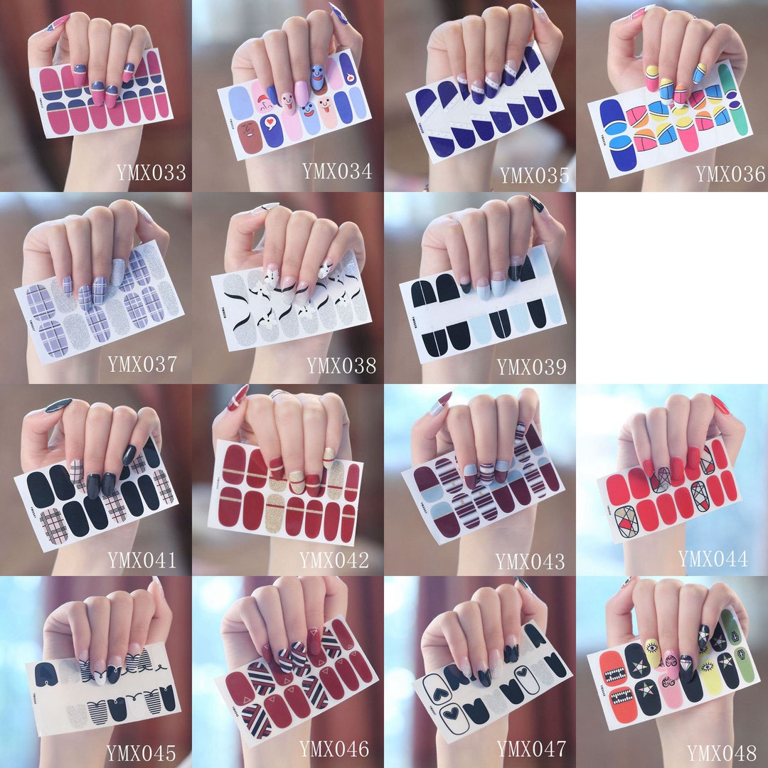 Nail Art Full-cover Sticker Sheet 14tips Sticker Polish Sticker YMX033 ...