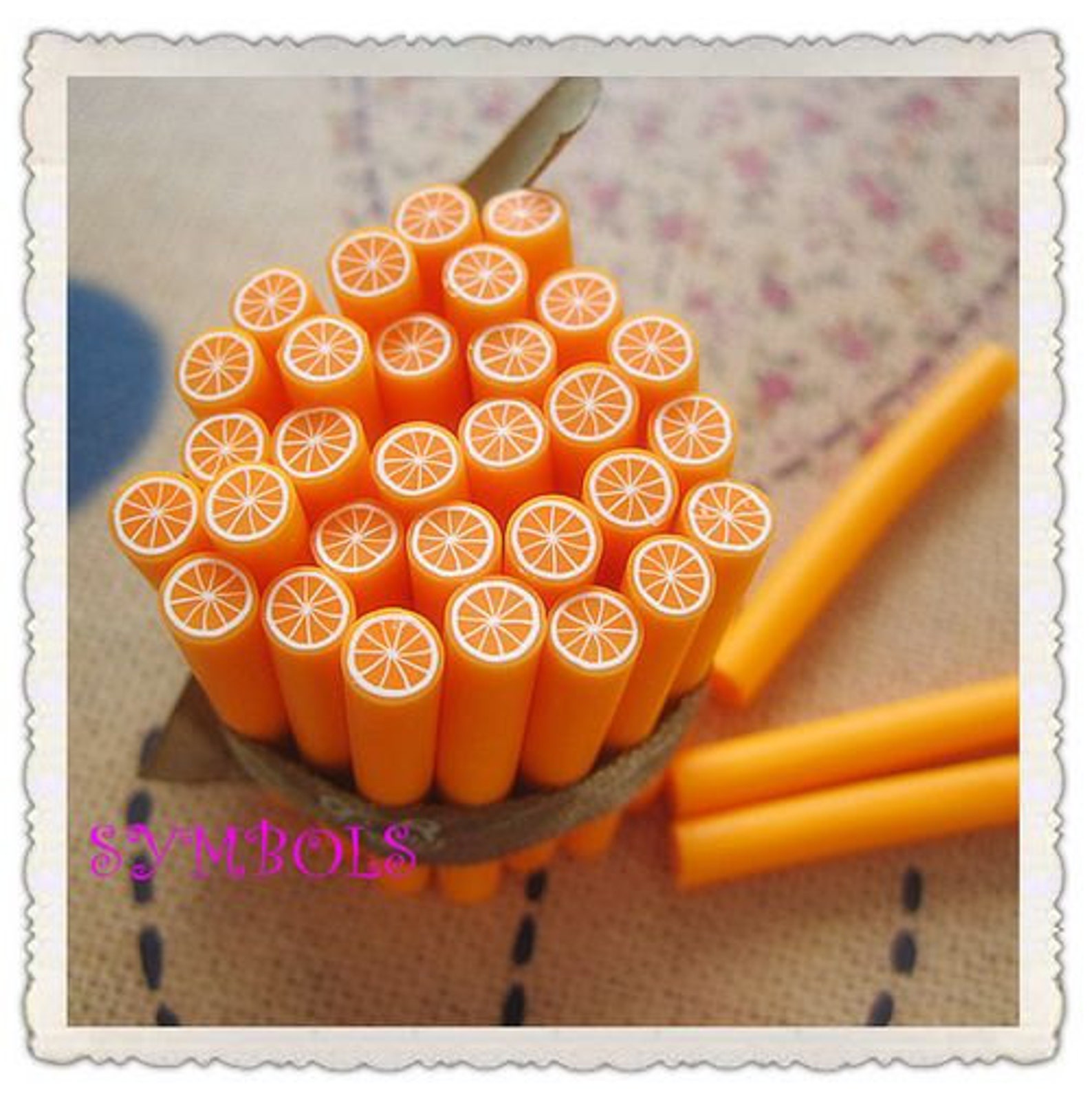 A-08 5PCS Orange Polymer Clay Cane Stick DIY Accessory | Etsy