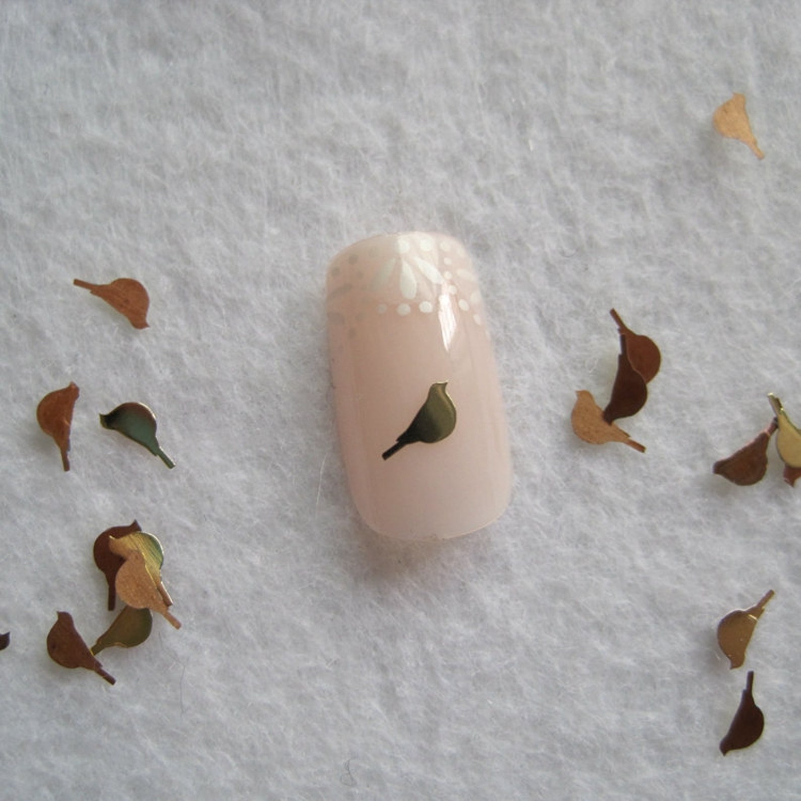 No.17 MS284-2 100pcs Nail Art Gold Pigeon Deco Metal Sticker Nail Art ...
