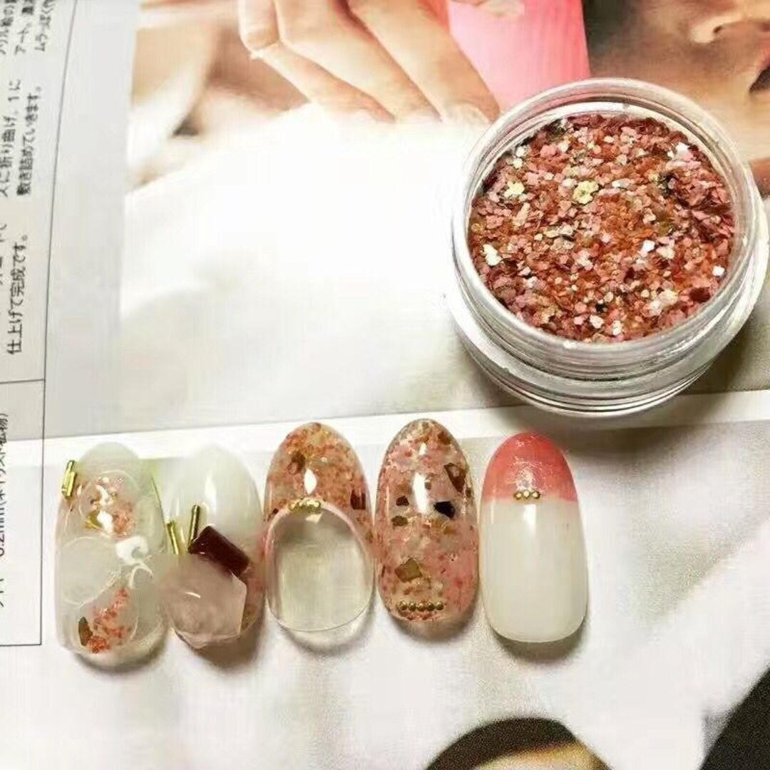 1jar Cute Marbleizing Effect Mix Glitter Nail Art Glitter Decoration ...