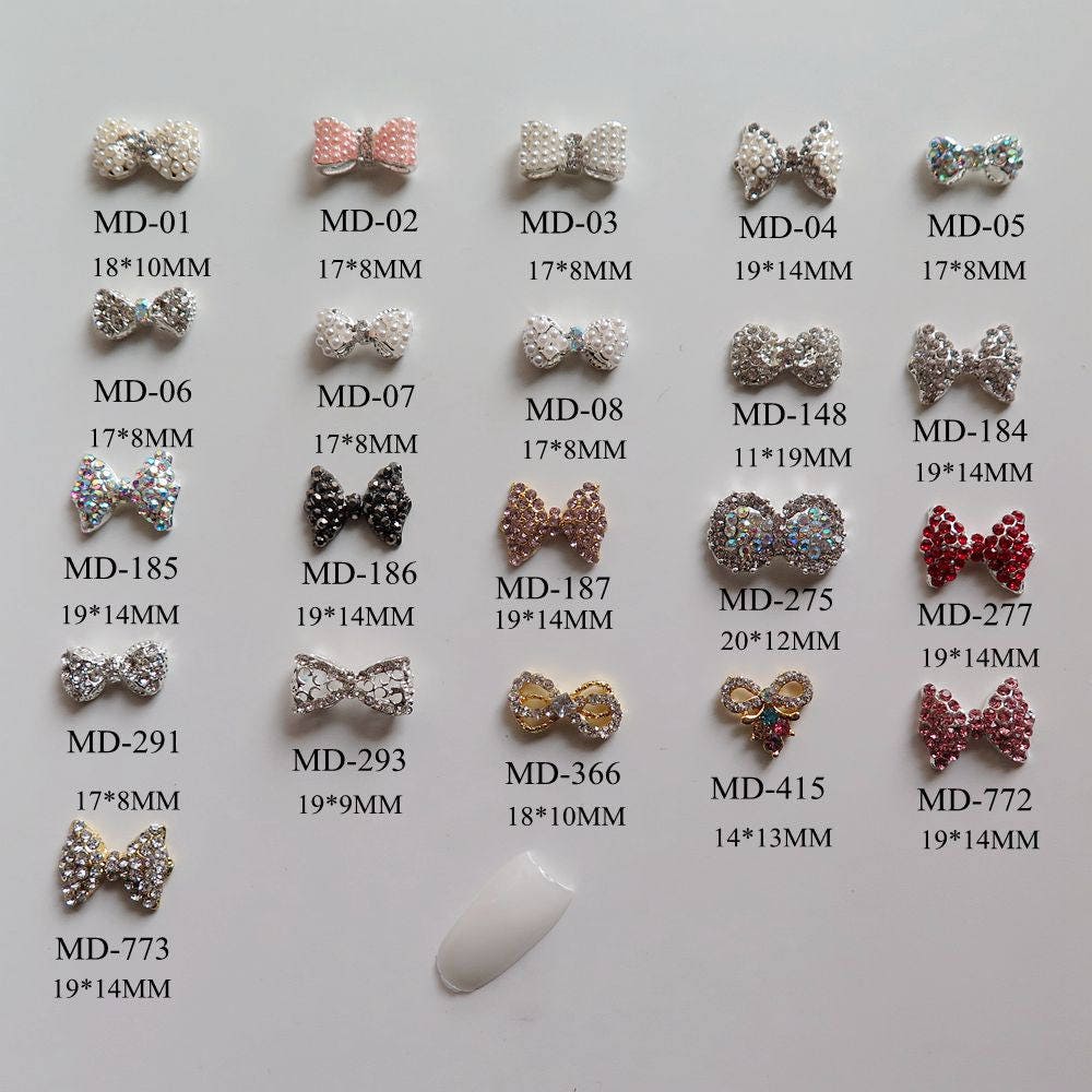 5pcs Fancy Metal Charms Big Bow Tie Series Deco Charms Nail Art ...