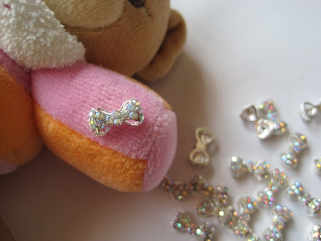 MD-60 5pcs Fancy Metal Charms Crystal AB Rhinestone Bow Charms Nail Art ...