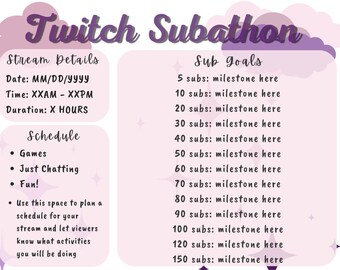 Twitch Subathon Flyer - Etsy