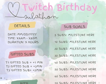 Twitch Subathon Flyer - Etsy