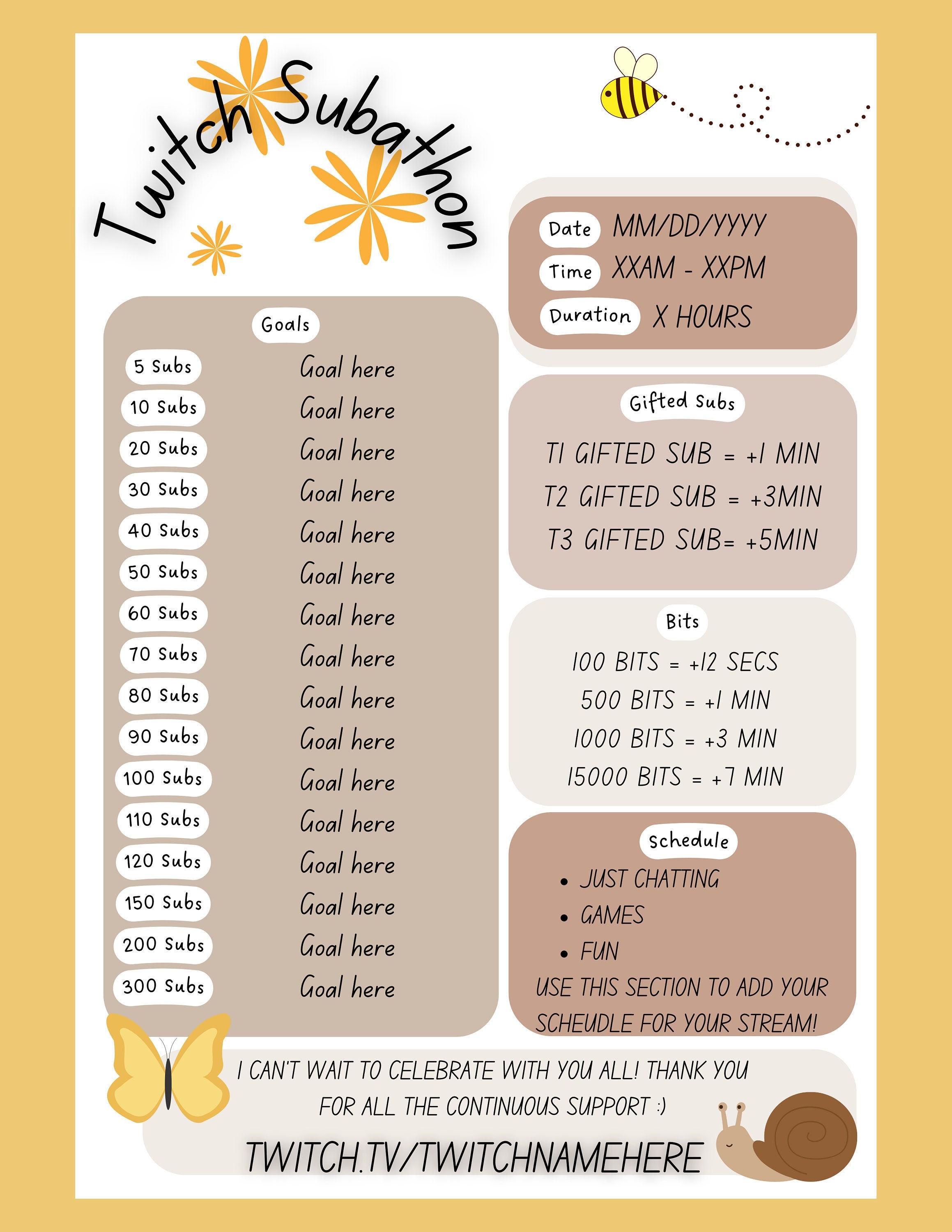 Twitch Subathon Flyer - Etsy