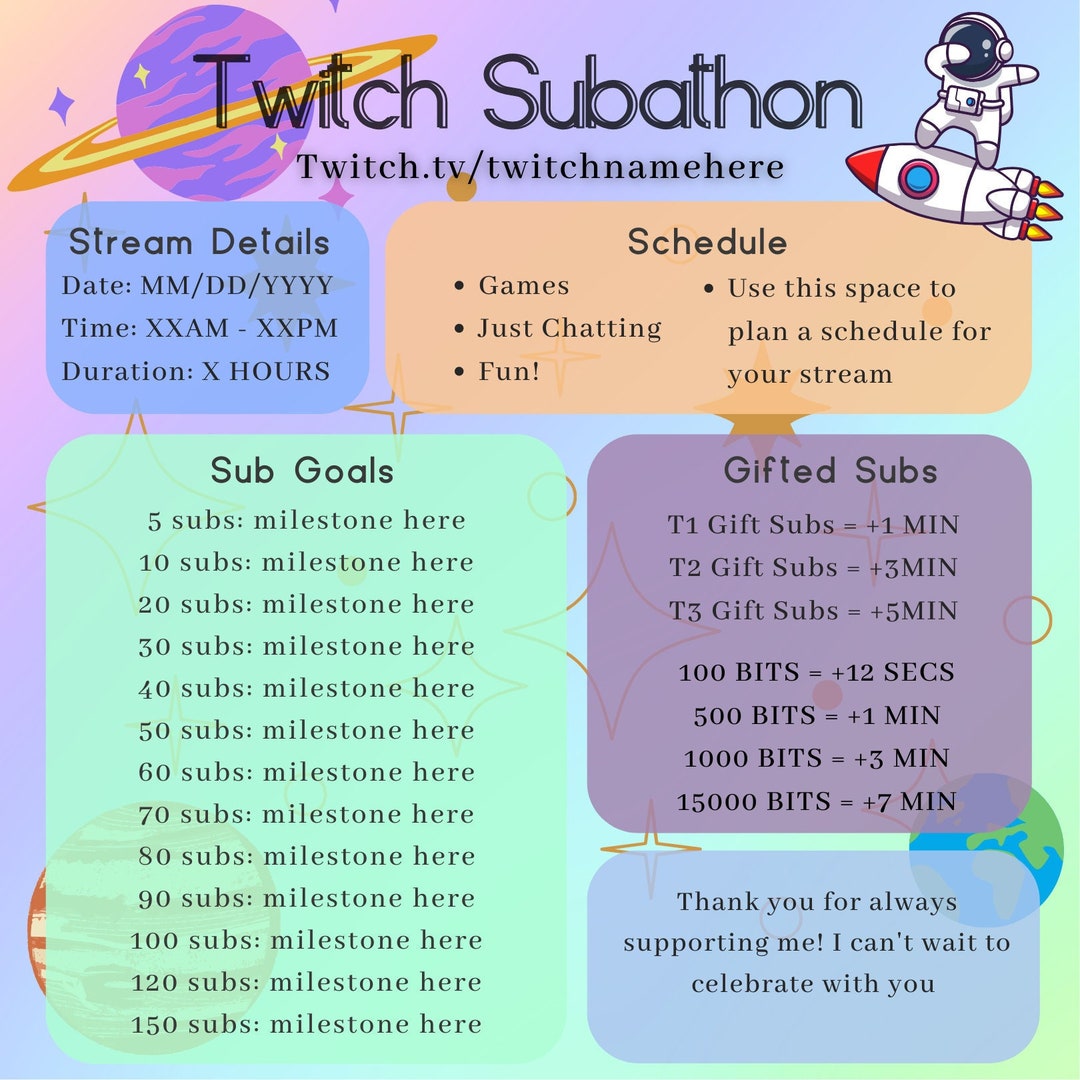 Twitch Subathon Flyer Etsy