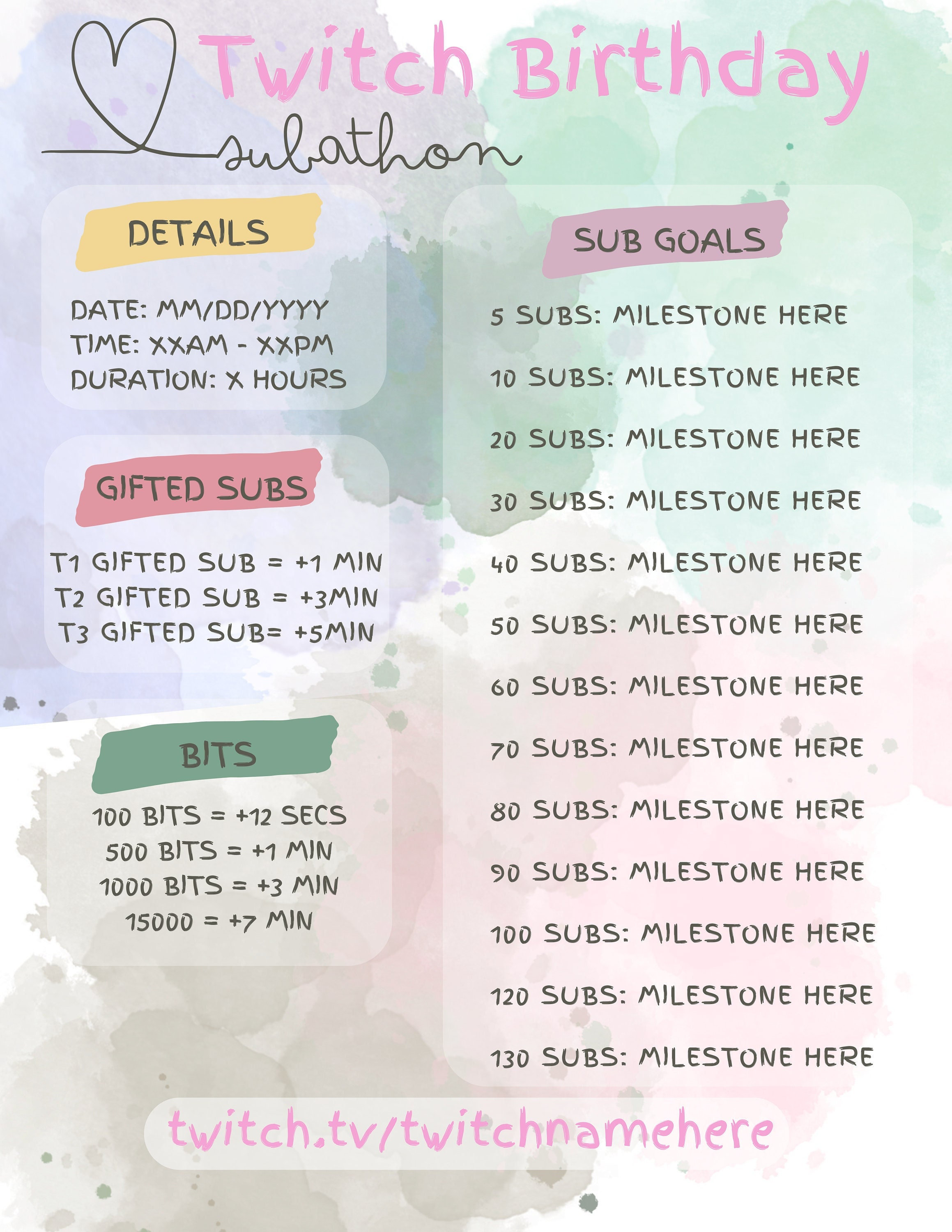 Twitch Subathon Flyer - Etsy
