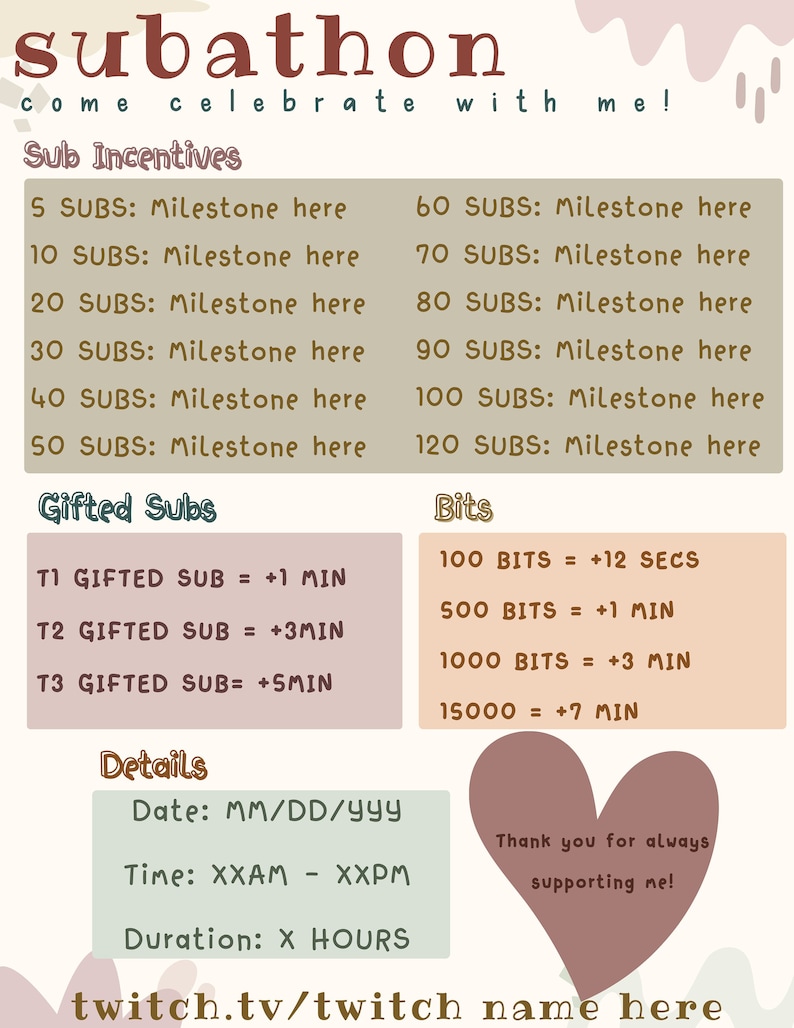 Twitch Subathon Flyer - Etsy