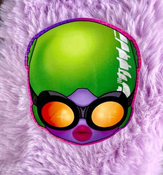 Y2K Alien Space Racer Girl Sticker Decal 2 Pack One Glossy - Etsy