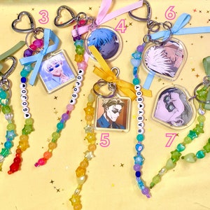 Kawaii Rainbow Hand Beaded Anime Daddy Keychain Heart Clippy Sparkly ...
