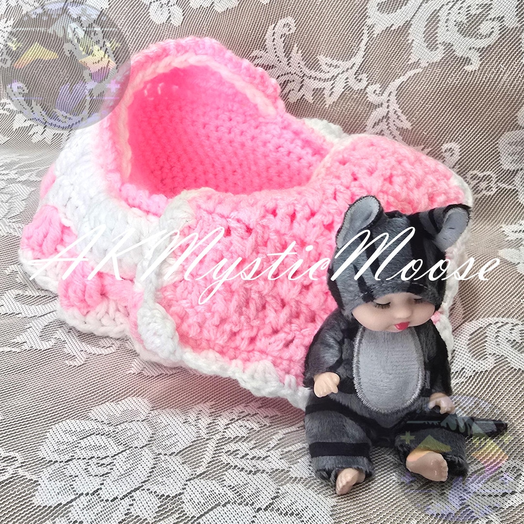 Vintage Style Handmade Crochet Doll Cradle Church Purse Bassinet With ...