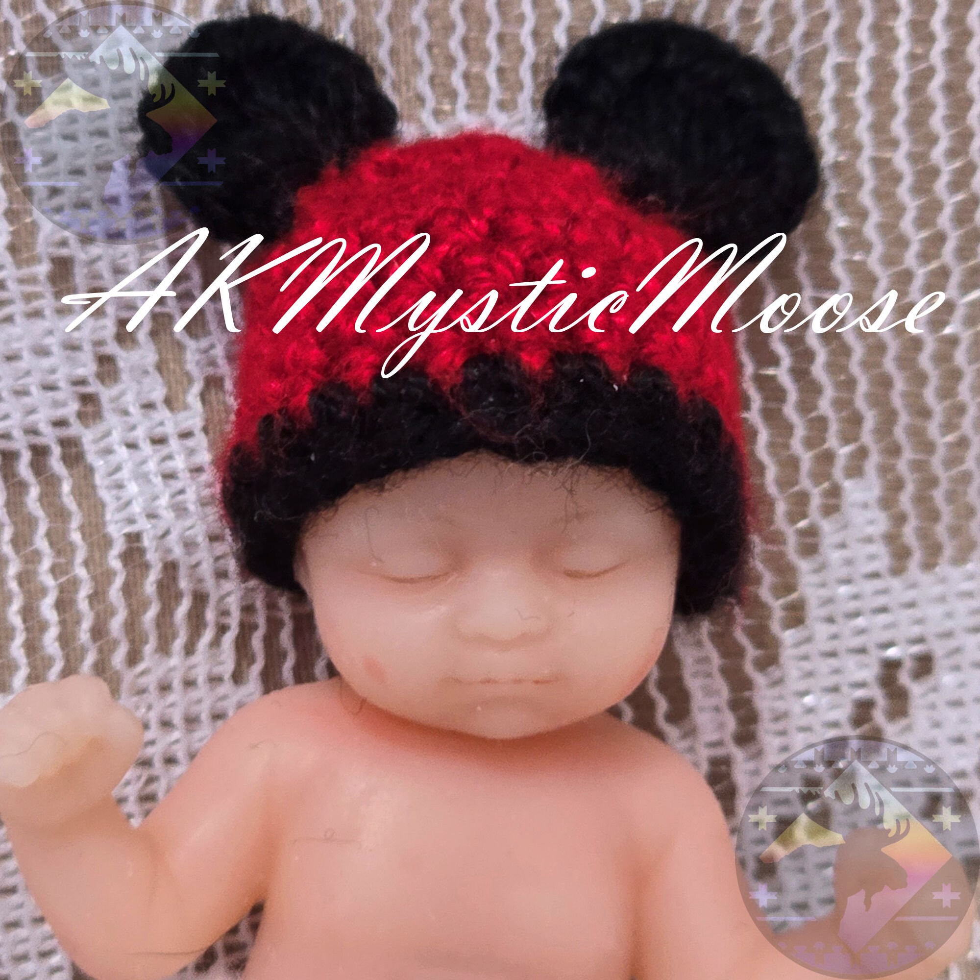 Tiny Crochet Mouse Ears Hat for 2-2.25in/5-5.5cm Head Size -fits ...
